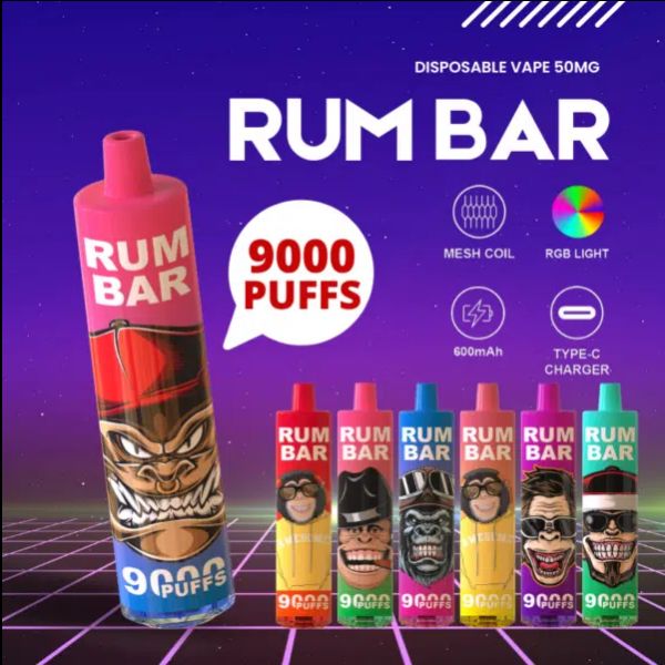 China RUM BAR 9000 Puffs Disposable Vape Pod Rechargeable RGB ...